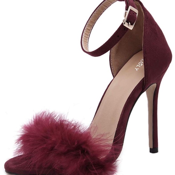 Shoes | Burgundy Sexy Furry Toe Vamp Womans Shoe New | Poshmark